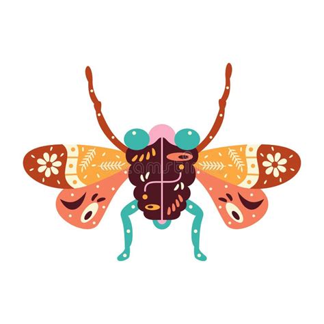 Isolated Neutral Colored Cricket Bug With Patterns Vector Stock Vector Illustration Of Macro