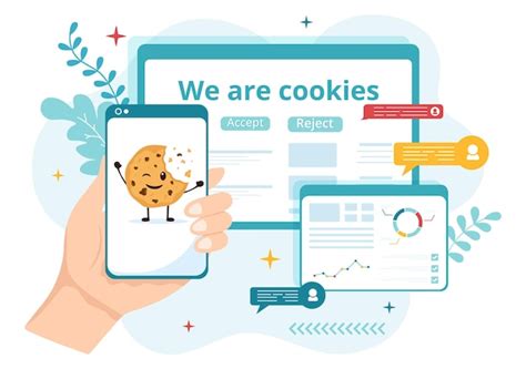 Premium Vector Internet Cookies Technology Illustration With Track Cookie Record Of Browsing A