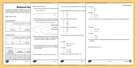 Seventh Grade Rational Numbers Summative Assessment Twinkl