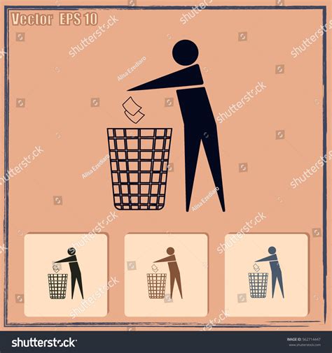 Recycle Icon Man Throwing Trash Into Stock Vector Royalty Free