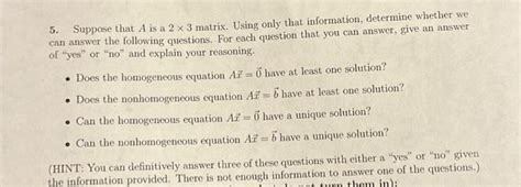 Solved 5 Suppose That A Is A 2×3 Matrix Using Only That