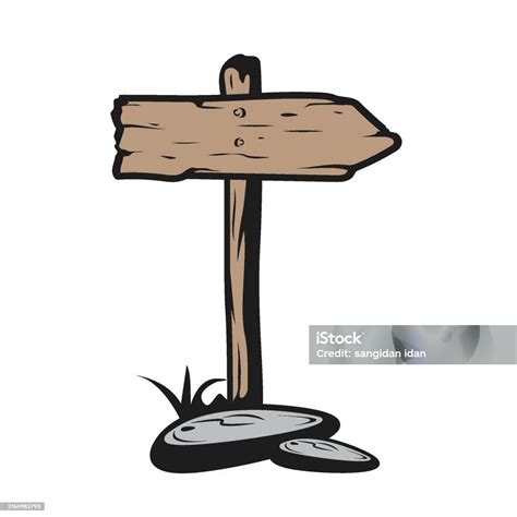 벡터 만화 깨지기 쉬운 오래 된 나무 화살표 기호 복사 공간 템플릿 0명에 대한 스톡 벡터 아트 및 기타 이미지 0명 간판 갈색 Istock