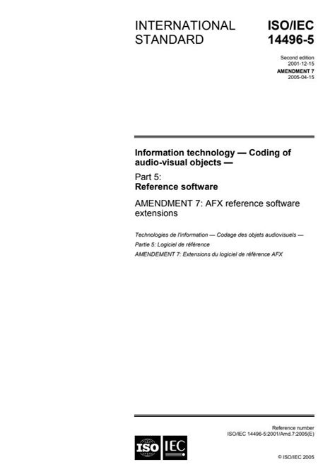 ISO IEC 14496 5 2001 Amd 7 2005 Information Technology Coding Of Audio Visual Objects Part 5