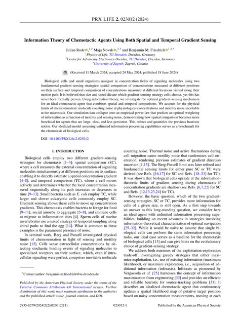 Pdf Information Theory Of Chemotactic Agents Using Both Spatial And