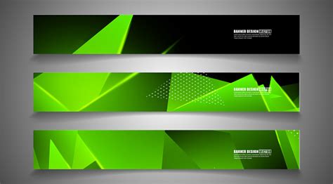 삼각형 배경 라이트 헤더 배너를 설정합니다 3d 삼각형의 추상 구성 현대 기하학적 녹색 배경 절연 검은 색 3차원 형태에 대한 스톡 벡터 아트 및 기타 이미지 Istock