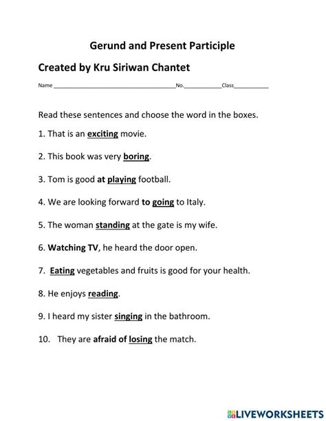 Present Participle Worksheets