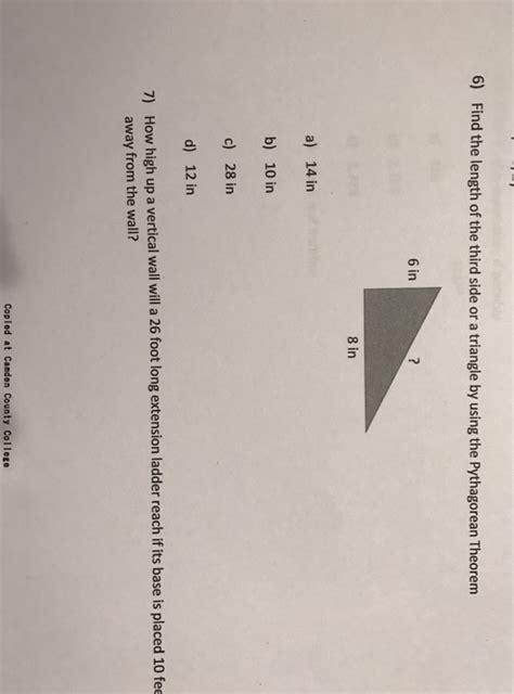 solved 6 find the length of the third side or a triangle by