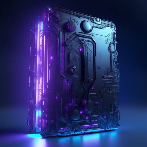 Premium Photo A Close Up Of A Computer Motherboard With Purple Lights Generative Ai