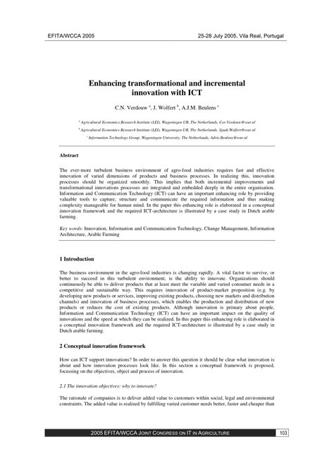Pdf Enhancing Transformational And Incremental Innovation With Ict