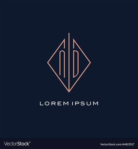 Monogram Nd Logo With Diamond Rhombus Style Vector Image