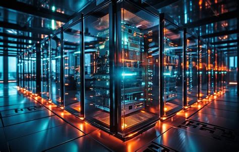 Premium Photo A Render Farm With Hundreds Of Contemporary Server