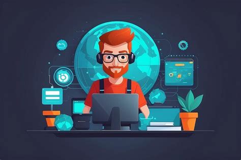 Flat Style Vector Illustration Of A Web Developer Character Premium Ai Generated Image