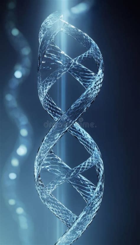 3d Rendering Of Blue Dna Double Helix Structure Genetic Code And