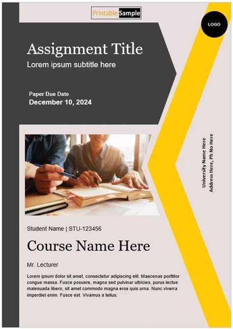 Cover Page Design For Assignments 02 Printable Samples