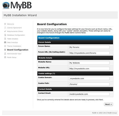 Install Mybb Documentation