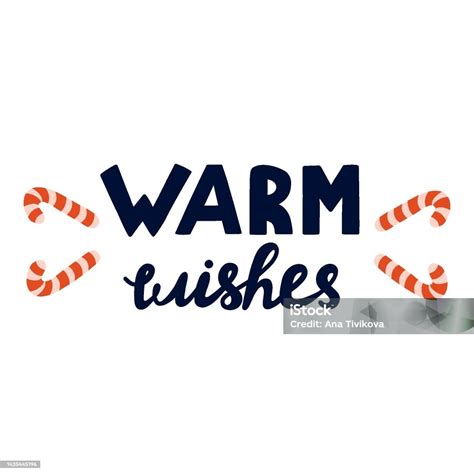 따뜻한 소원 인기있는 휴가를위한 사탕 지팡이로 귀여운 고립 된 벡터 레터링 크리스마스와 함께 손으로 쓴 축하 포스터 인사말 카드 인쇄 배너 스티커에 대한 서예 문구 12월에