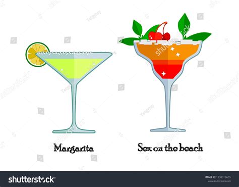 Margarita Sex On Beach Vector Illustration Vector De Stock Libre De