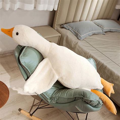 안고자는 대왕 오리 구스 바디 필로우 인형 2size [롱 거위 캐릭터 어른 애착 대형 모찌 쿠션 베개] 에이블리