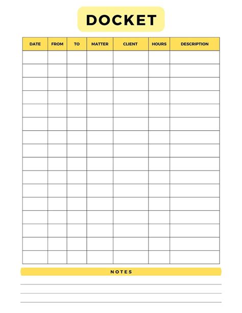 Printable Daily Legal Docket Time Docket Lawyer Docket Daily