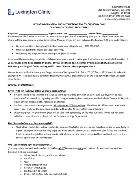 Fillable Online Colonoscopy Egd Procedure Fax Email Print Pdffiller