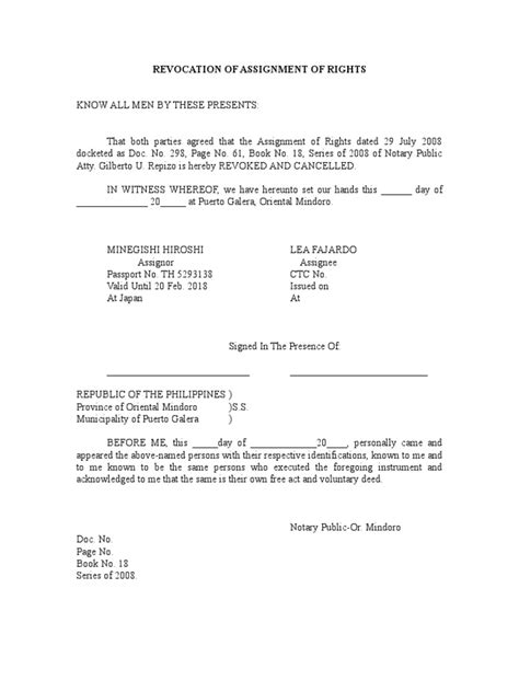 Revocation Of Assignment Of Rights