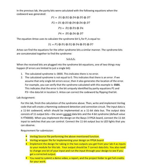 Hamming Codes For Single Bit Error Detection And