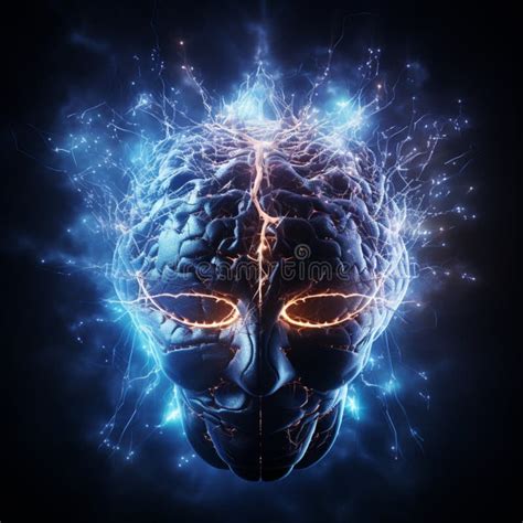 Human Brain Nervous System And Glowing Neurons Science Concept Stock Illustration