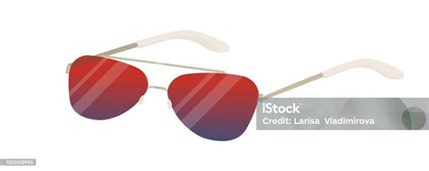 레드블루 그라데이션 코팅 렌즈가 장착된 클래식 선글라스 여름을 위한 현대적인 액세서리 자외선으로부터 눈 보호 흰색 배경에 분리된 벡터 그림입니다 개성 개념에 대한 스톡 벡터