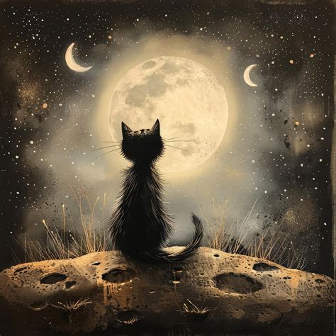 Download Black Cat Moon Stars Royalty Free Stock Illustration Image