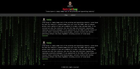 Matrix Blog Template Htmlcssjs Web Page Template Etsy