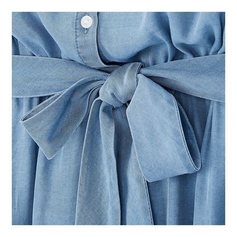 여성 슬리브리스 벨티드 셔츠 원피스 S I Village