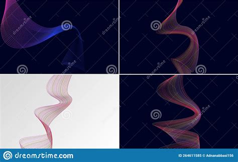 Set Of 4 Vector Backgrounds Featuring Geometric Wave Patterns Stock Vector Illustration Of