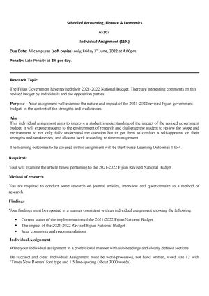 ALL WKS Tutorial Solutions AF307 WK 1 Tutorial Solutions 2 It