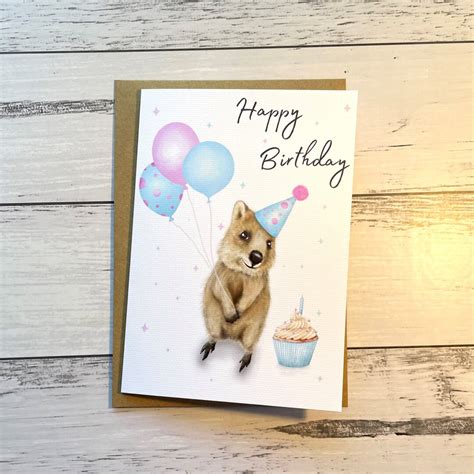 Quokka Happy Birthday Card Cute Card Native Australian Fauna Quokka