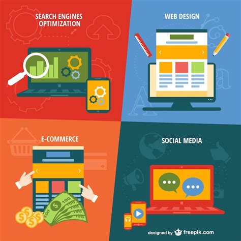 전자 상거래 및 소셜 미디어 무료 벡터