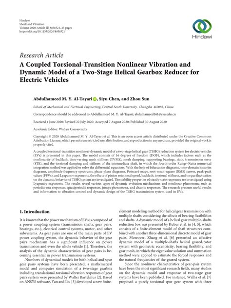 Pdf A Coupled Torsional Transition Nonlinear Vibration And Dynamic