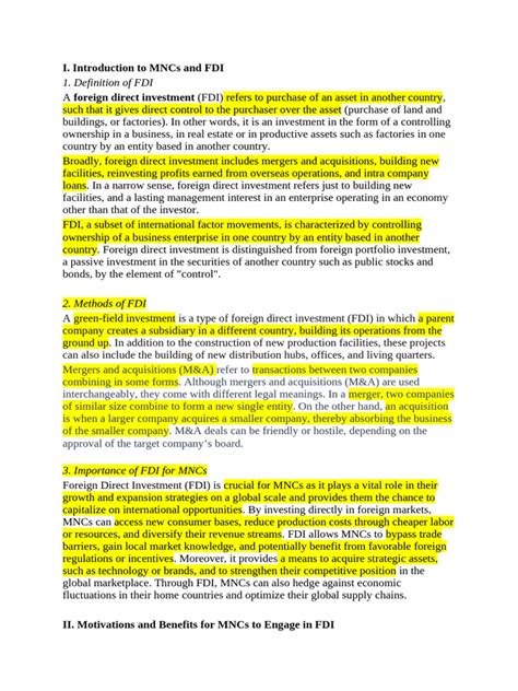 Mnc Group 6 Pdf Foreign Direct Investment Multinational Corporation