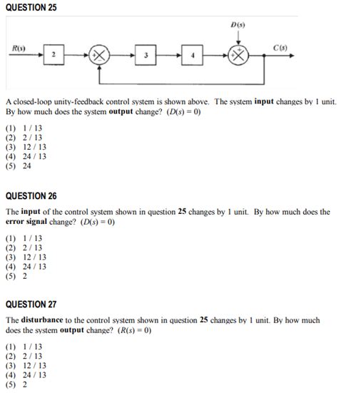 Solved Question 25 ローターローローター A Closed Loop Unity Feedback