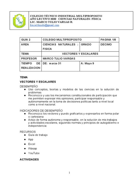 Guia 2 De Vectores Pdf Vector Euclidiano Enseñanza De Matemática