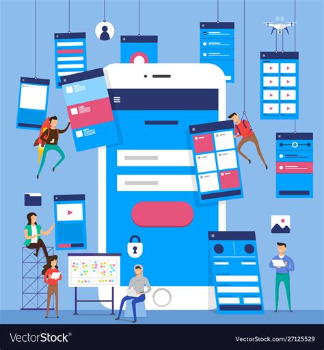 Ux Ui Flowchart Mock Ups Mobile Application Vector Image