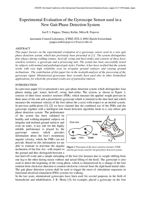 Pdf Experimental Evaluation Of The Gyroscope Sensor Used In A New