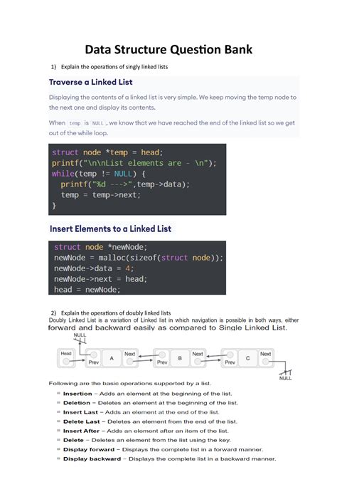 DS 1 30 Answers For Question Banks Data Structure Question Bank Explain The Operations Of
