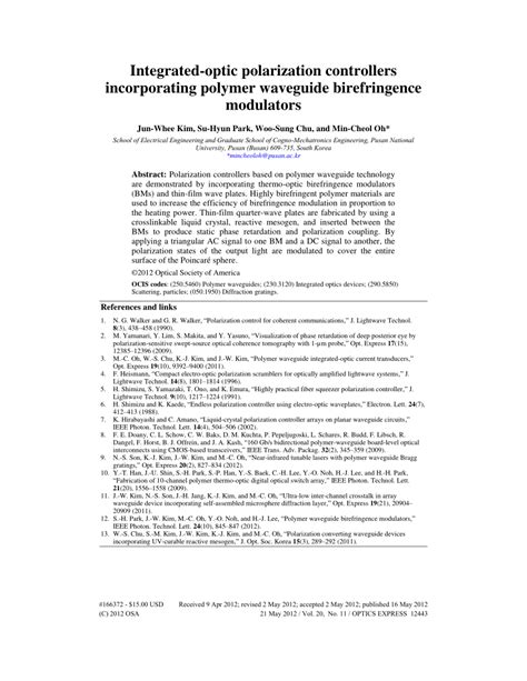 Pdf Integrated Optic Polarization Controllers Incorporating Polymer