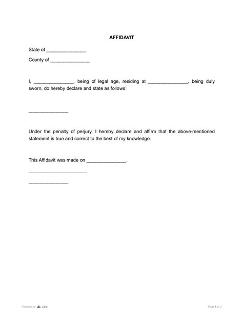 Blank Affidavit Form Template — Affidavit Template For Legal And Sworn