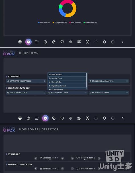 Unity 扁平化现代简约UI界面开发包unity DModern UI Pack 其他 绘图狗 设计灵感素材集散地