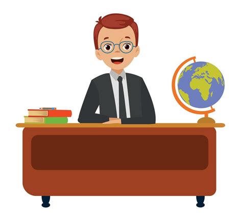 Profesor Masculino En El Escritorio Del Profesor 14831325 Vector En Vecteezy