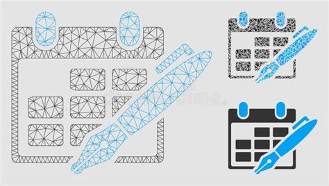 Edit Calendar Table Vector Mesh Network Model And Triangle Mosaic Icon Stock Vector