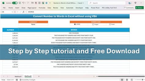 Convert Numbers To Words In Excel Without Vba Step By Step Tutorial And Free Download Youtube