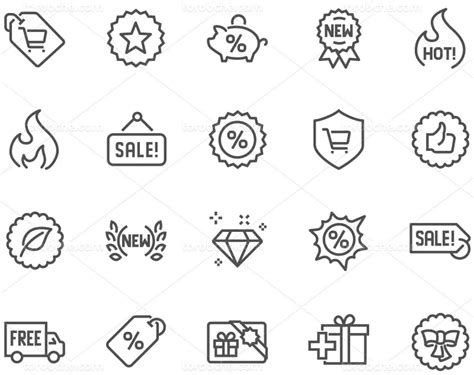 وکتور ست آیکن تخفیف گرافیک با طعم تربچه