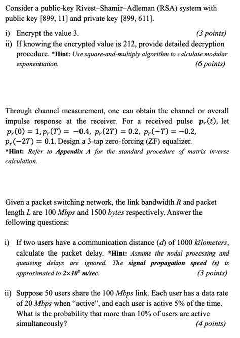 solved consider a public key rivest shamir adleman rsa
